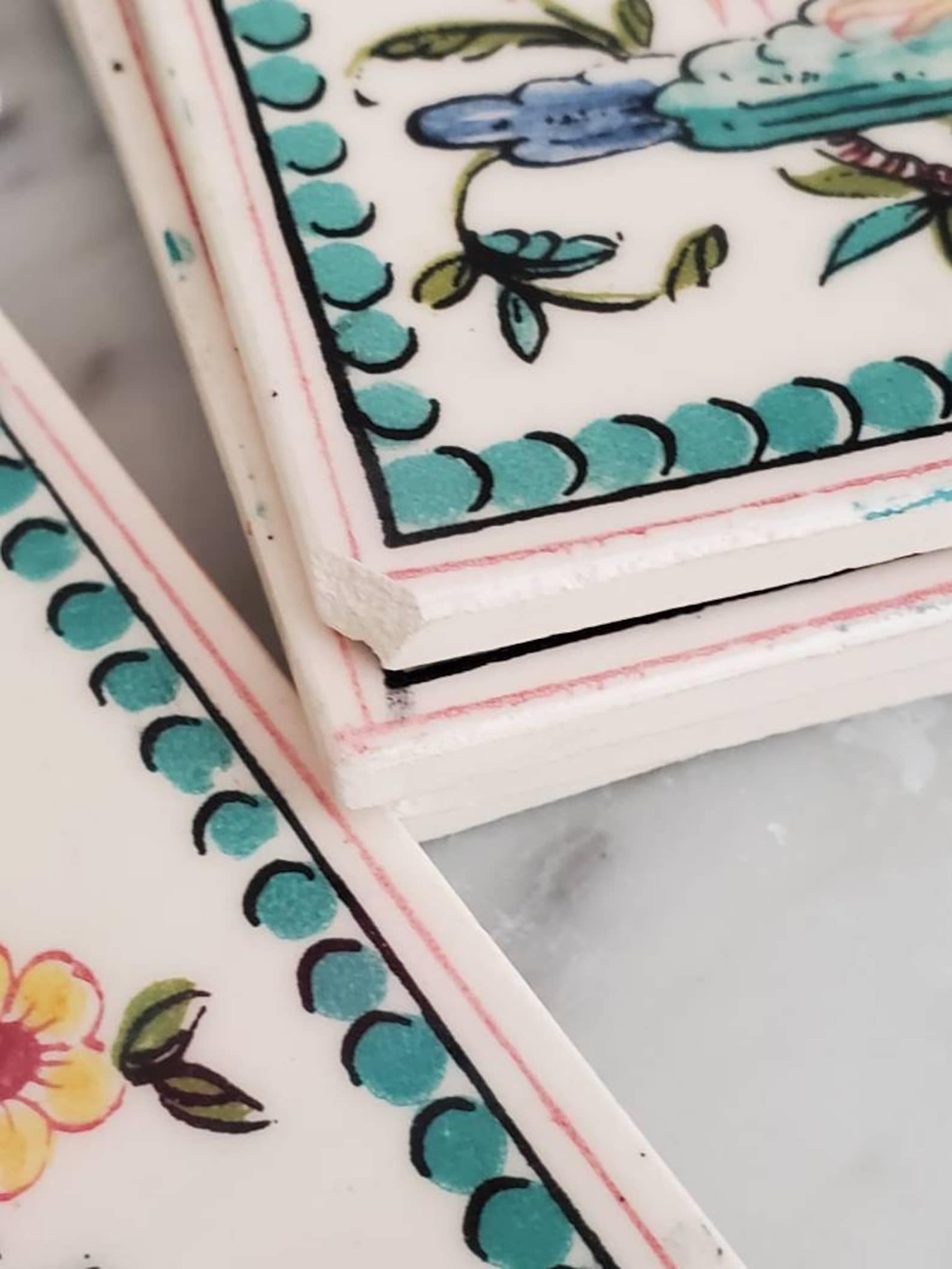 Amazing Set of 7 Vintage Decorative Tiles / Hand Painted in | Etsy