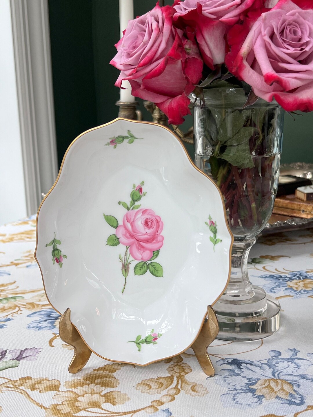 Beautiful Meissen Rose Hand-painted Dish // Small Serving Bowl ...