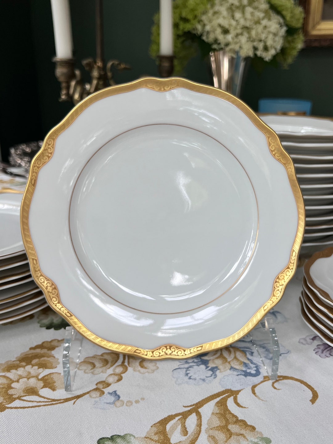 8 Gold-encrusted Salad Plates in the “jewel” Pattern // Franconia ...