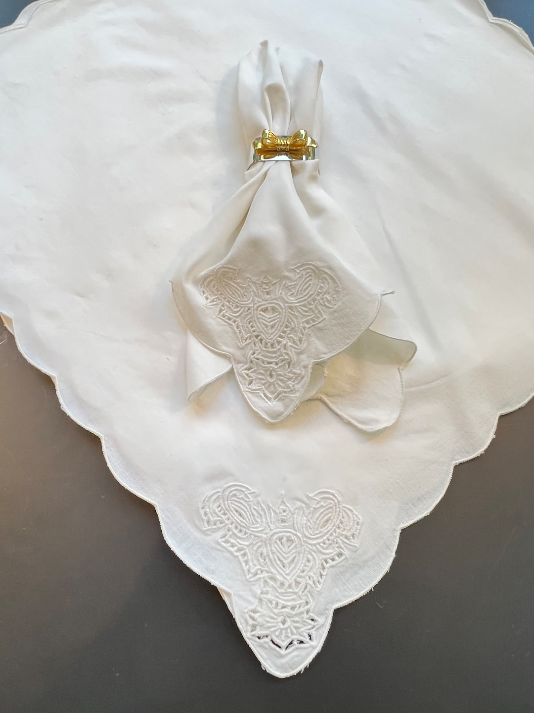 Set of 10 Vintage Christian Dior Embroidered Cotton Napkins ...