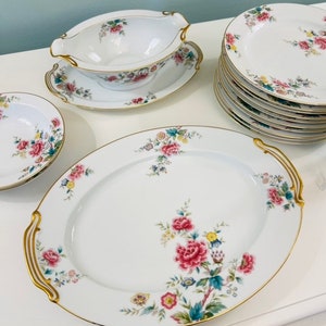 Vintage Mini Set of Fine China by Noritake // Chinoiserie Pink Floral ...