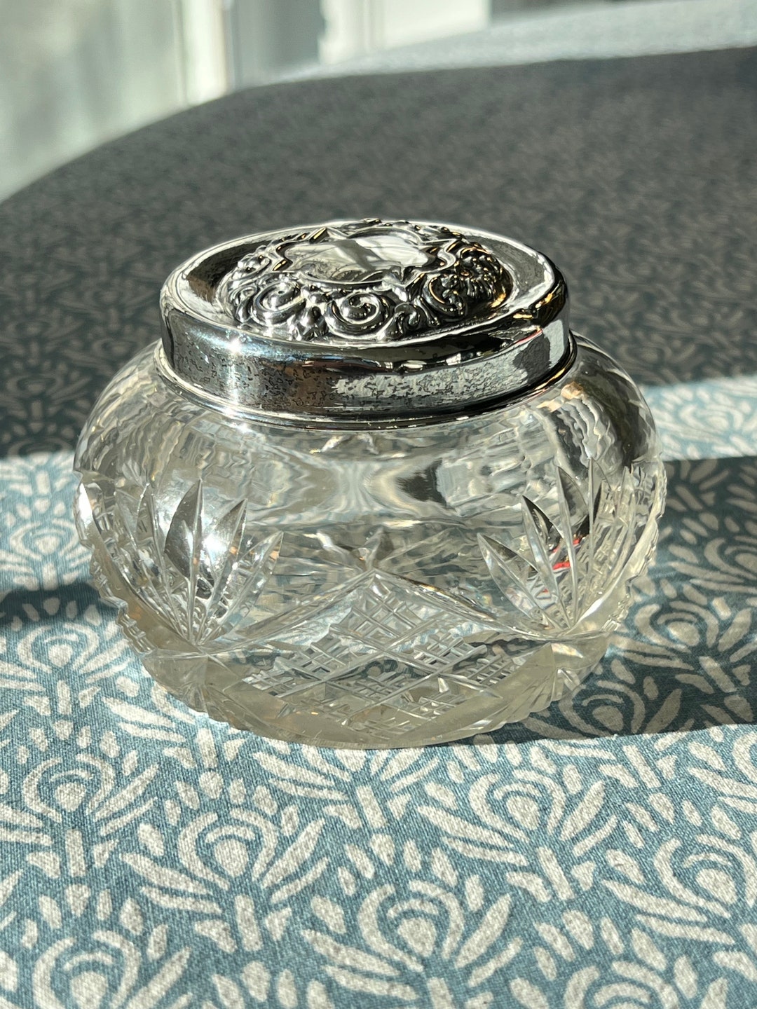 Gorgeous Small Cut Crystal Jar With Sterling Silver Lid // Vintage ...