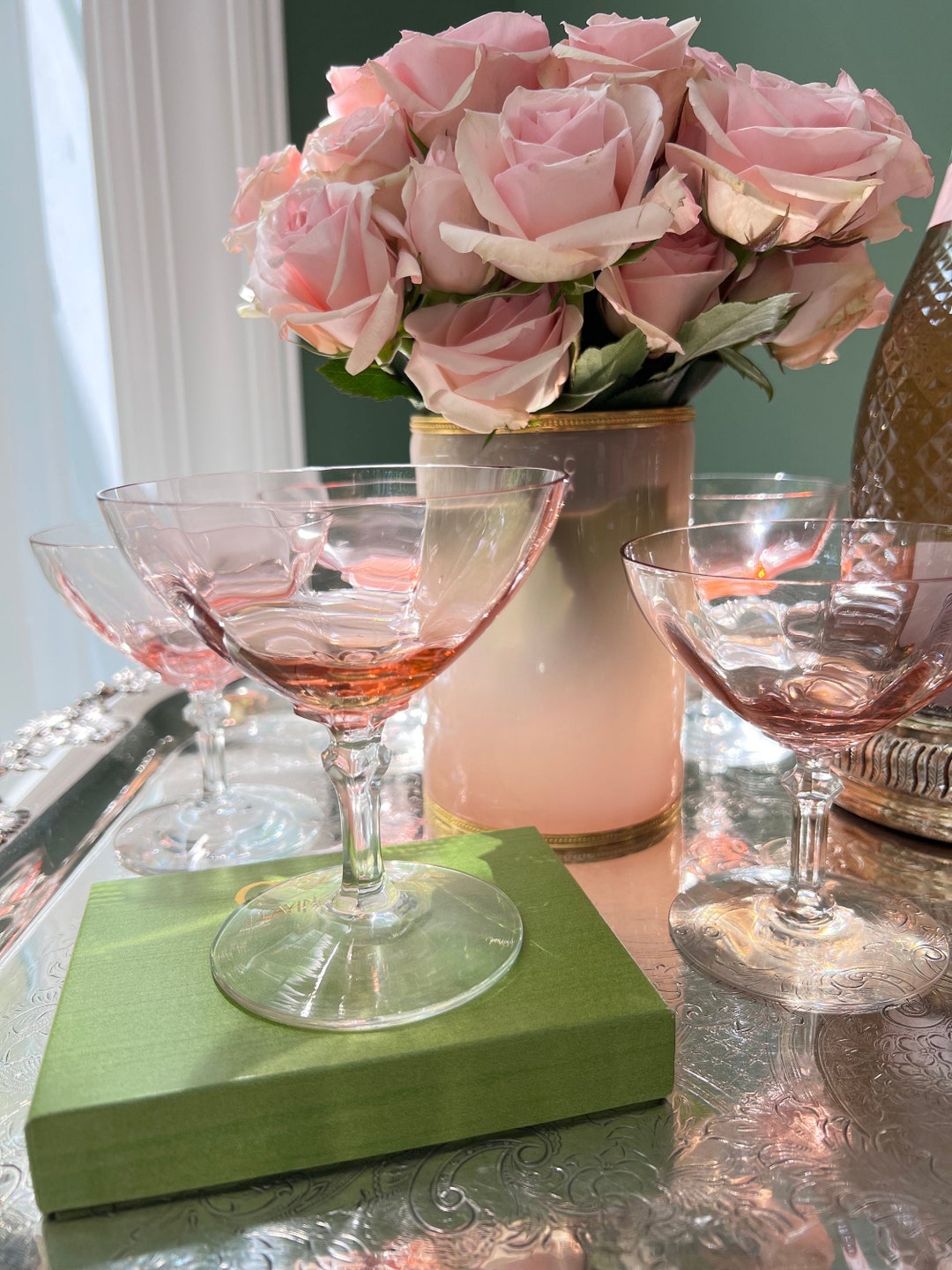 Beautiful Set of 12 Fostoria Rose Champagne Coupe Glasses // Pink Optic ...