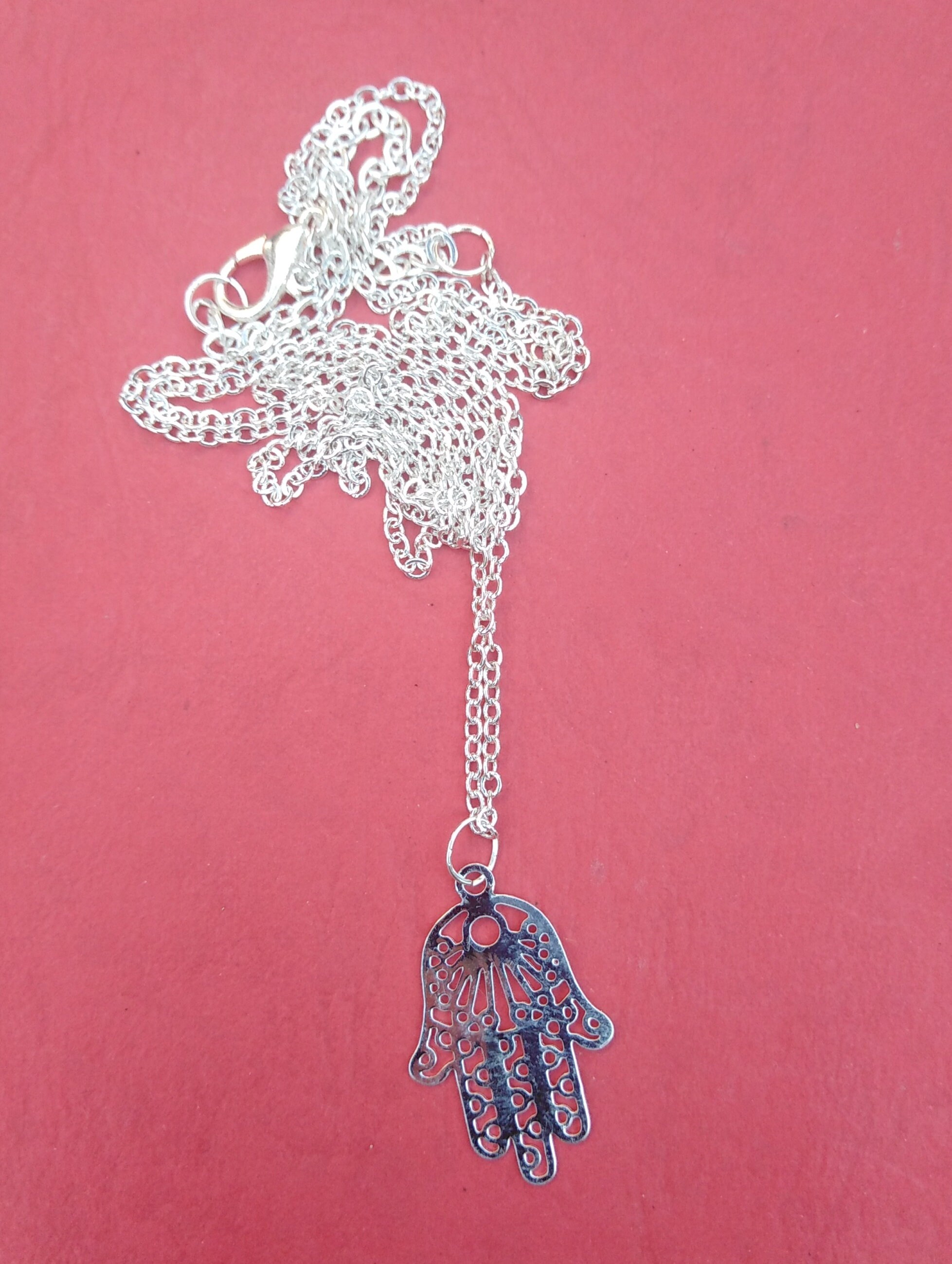 Layered Silver Chains With Hamsa Hand, Layered Silver Chains With Hand ...
