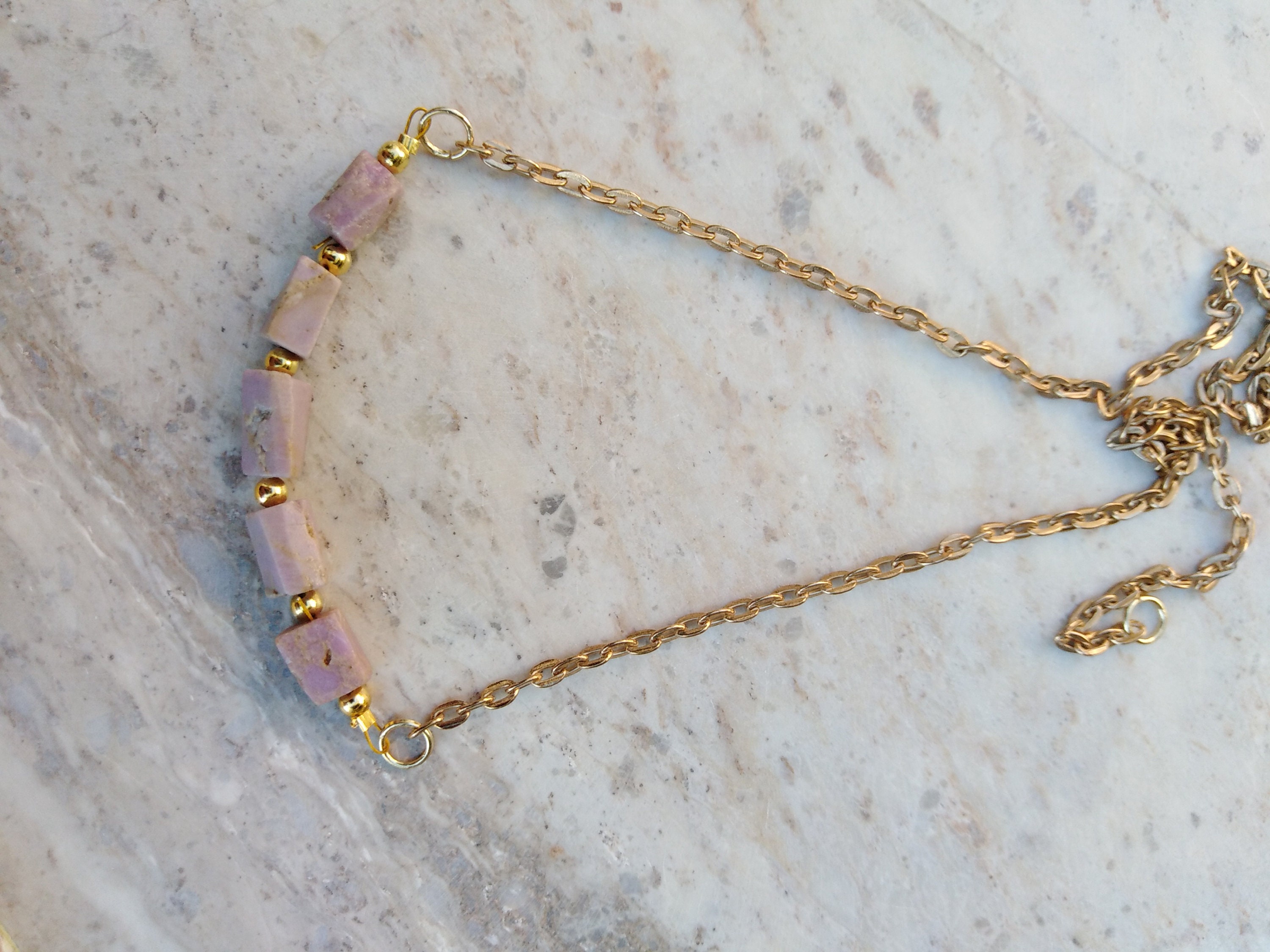 Mauve Stone Necklace, Boho Mauve Stone Necklace, Light Purple Stone ...