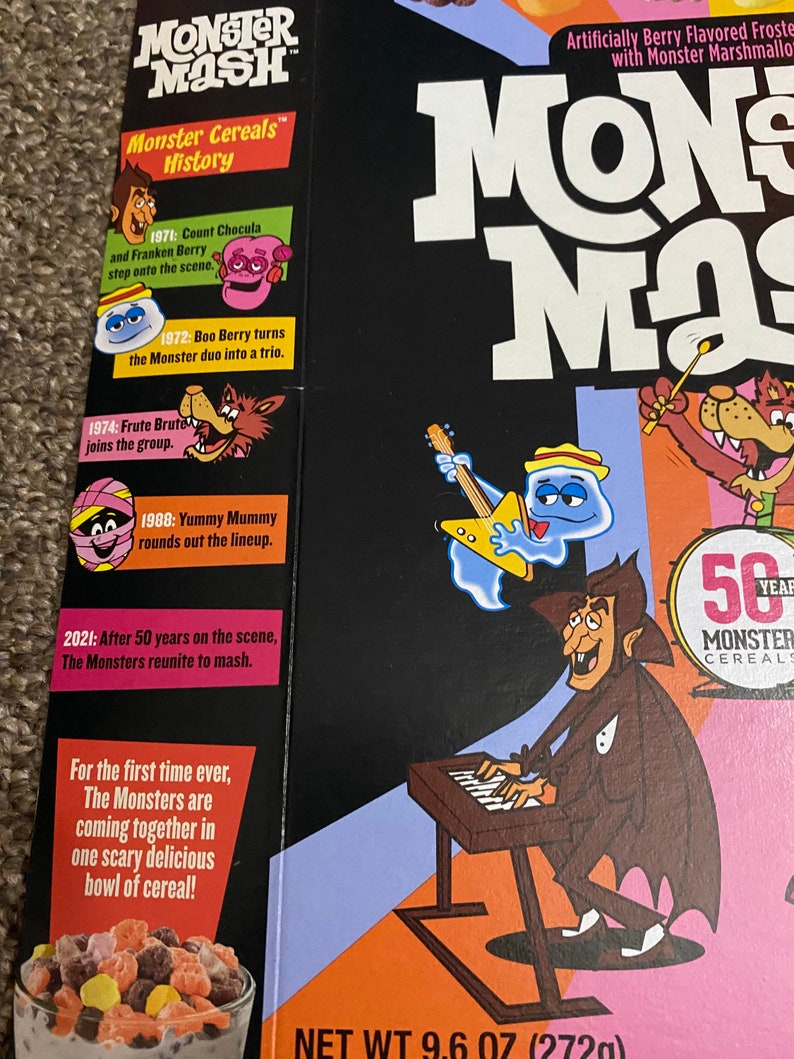 General Mills Monster Mash Cereal Box Frankenberry, Count Chocula and ...