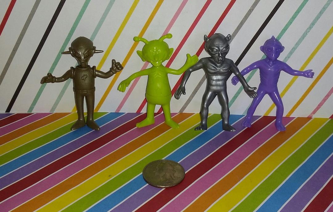 Set of Four Mini Rubber Alien Figures - Etsy