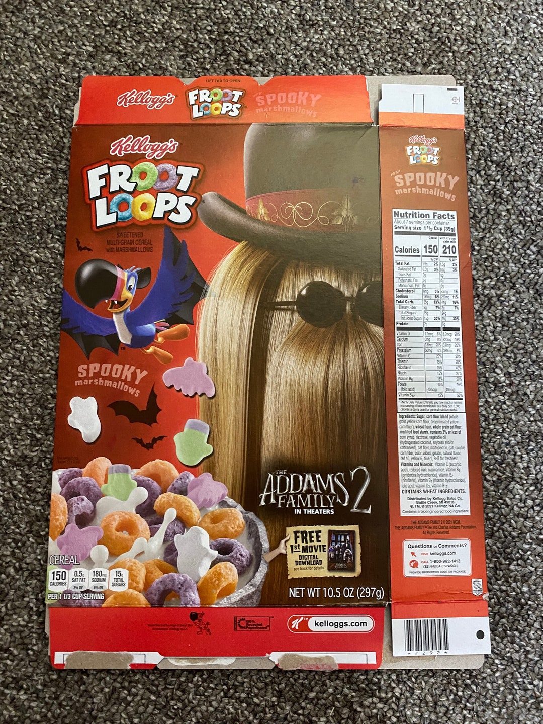 Kellogg's Fruit Loops Halloween Addams Family Cousin Itt Cereal Box - Etsy