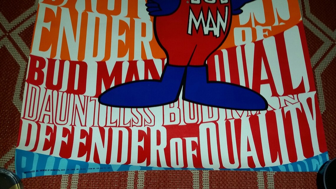 Vintage Original 1971 Budweiser Bud Man Poster - Etsy