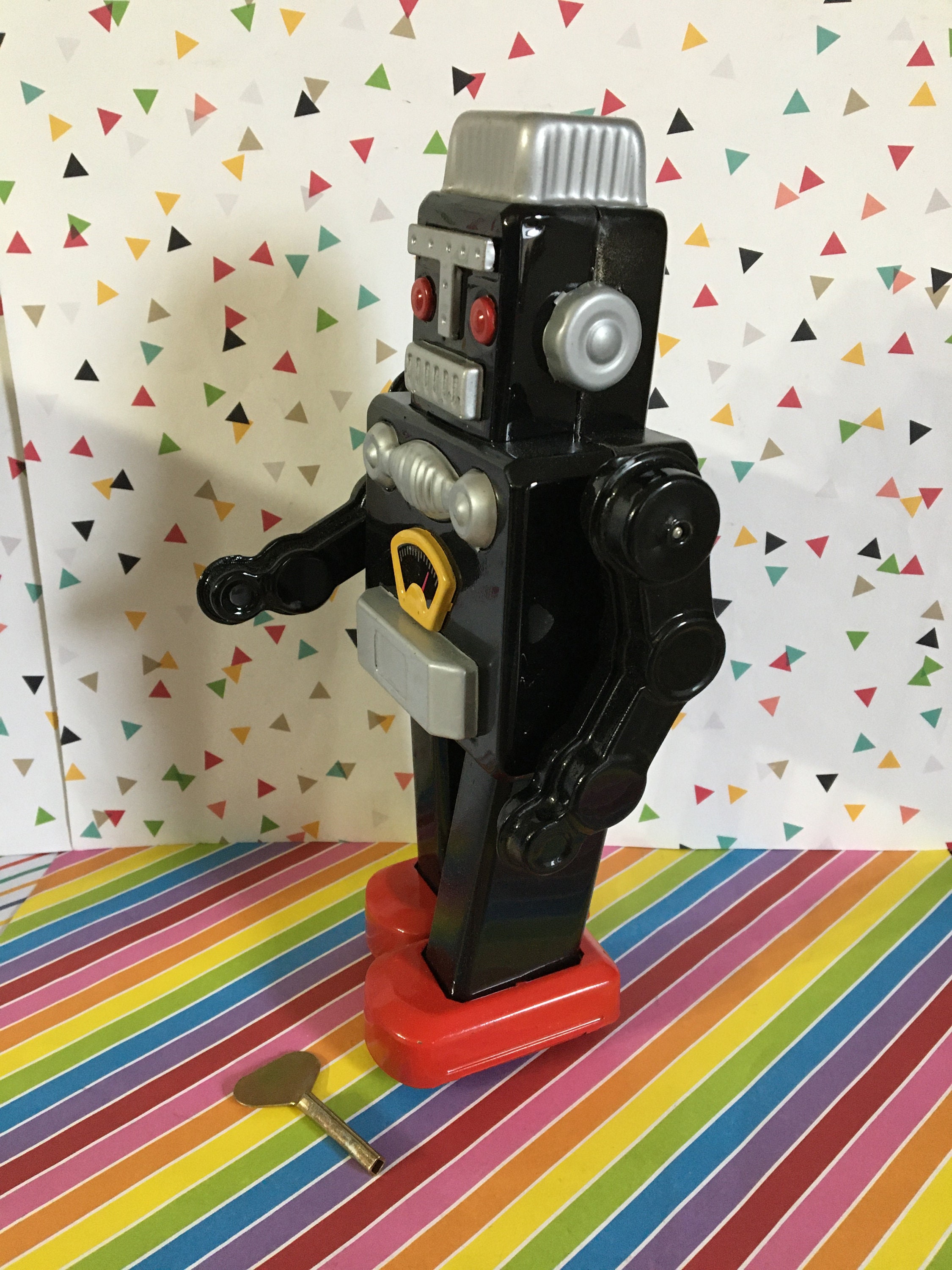 Boxed Reproduction 8" Black Smoking Robot Windup Tin Toy Figure - Etsy