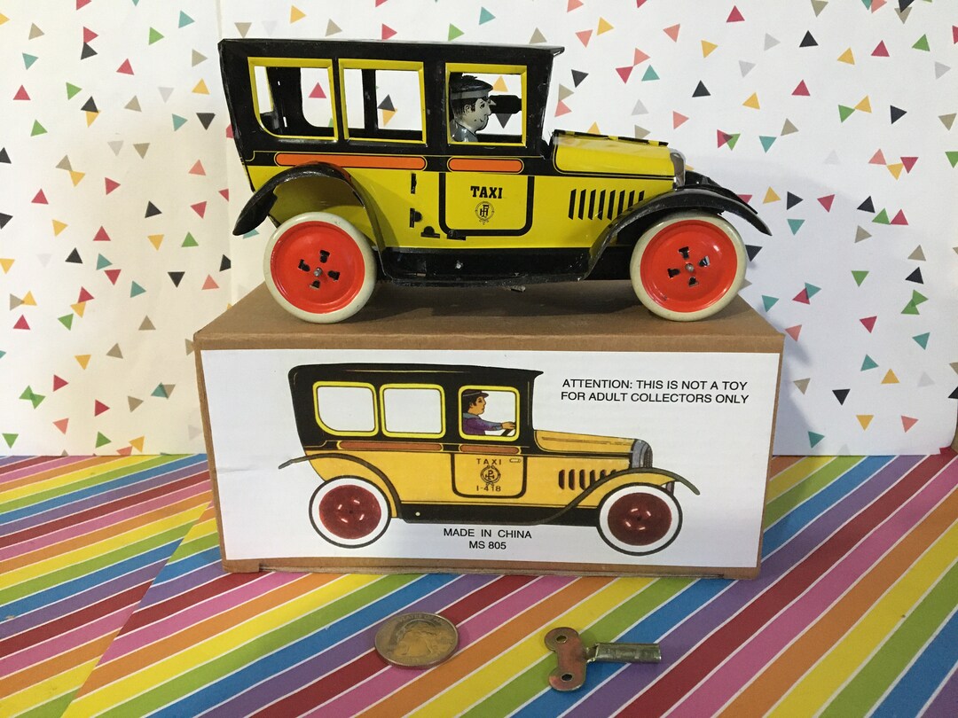 Retro Style Tin Windup Yellow Taxi Toy in Box - Etsy