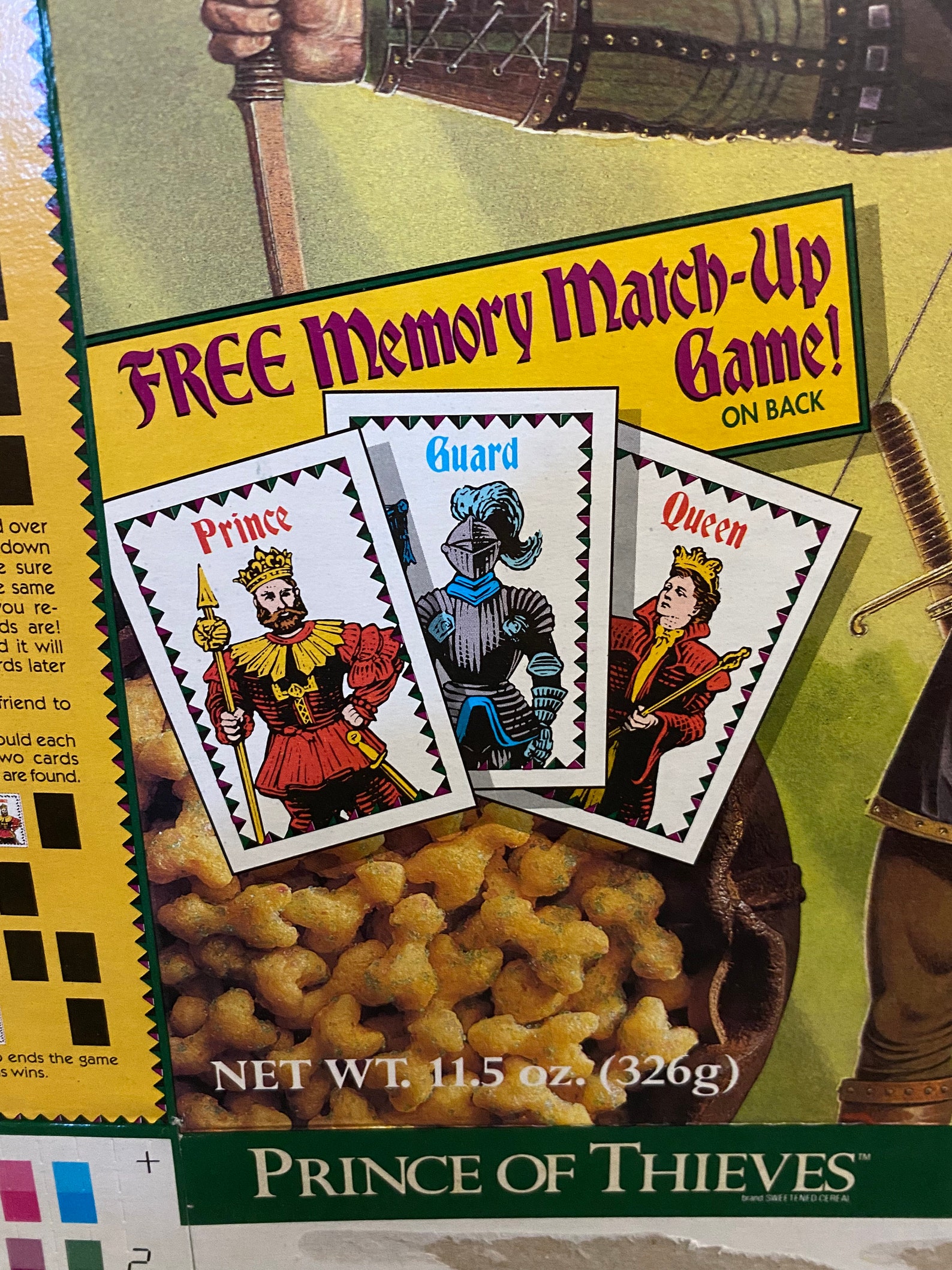 Vintage 1991 Ralston Robin Hood Prince of Thieves Cereal Box Memory ...