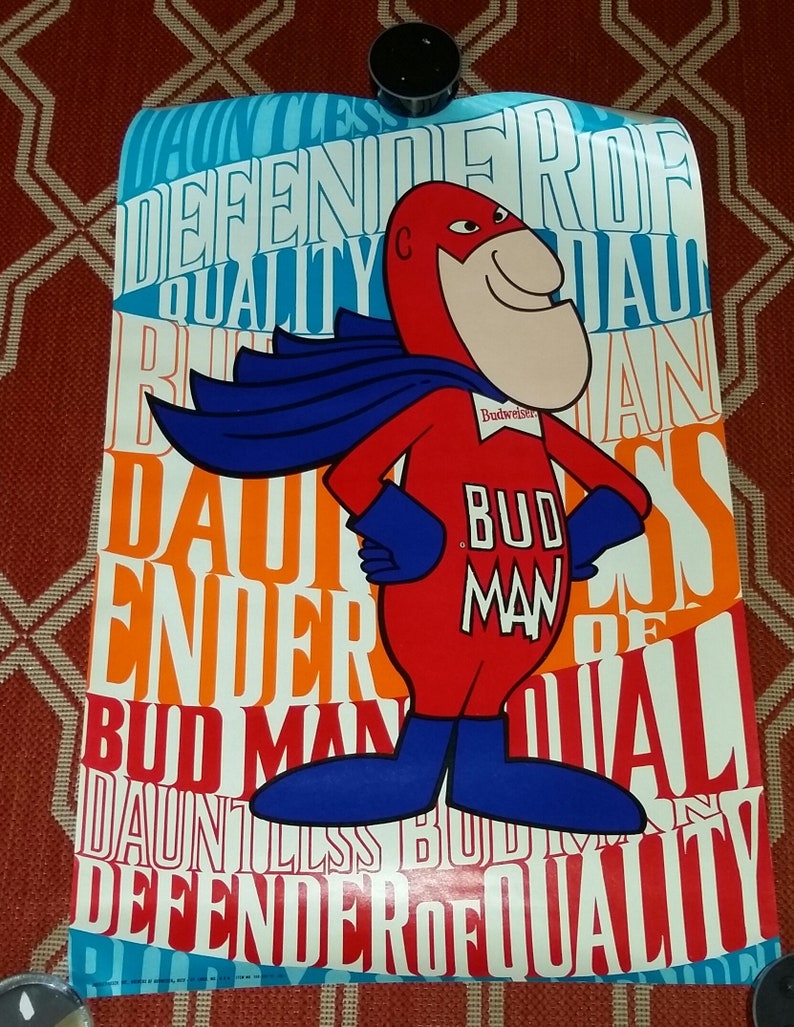 Vintage Original 1971 Budweiser Bud Man Poster | Etsy