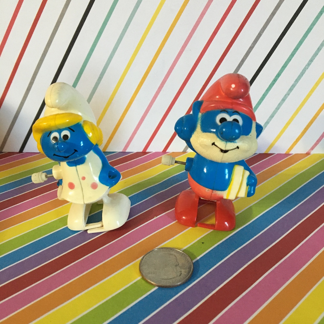 Vintage 1982 Galoob Wind up Walking Smurf Toys Smurfette/papa Smurf - Etsy