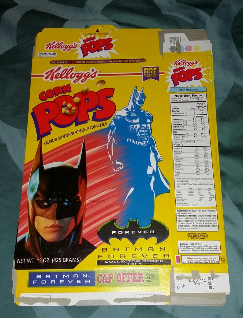 Vintage Lot of 4 1995 Batman Forever Corn Pops Cereal Boxes | Etsy