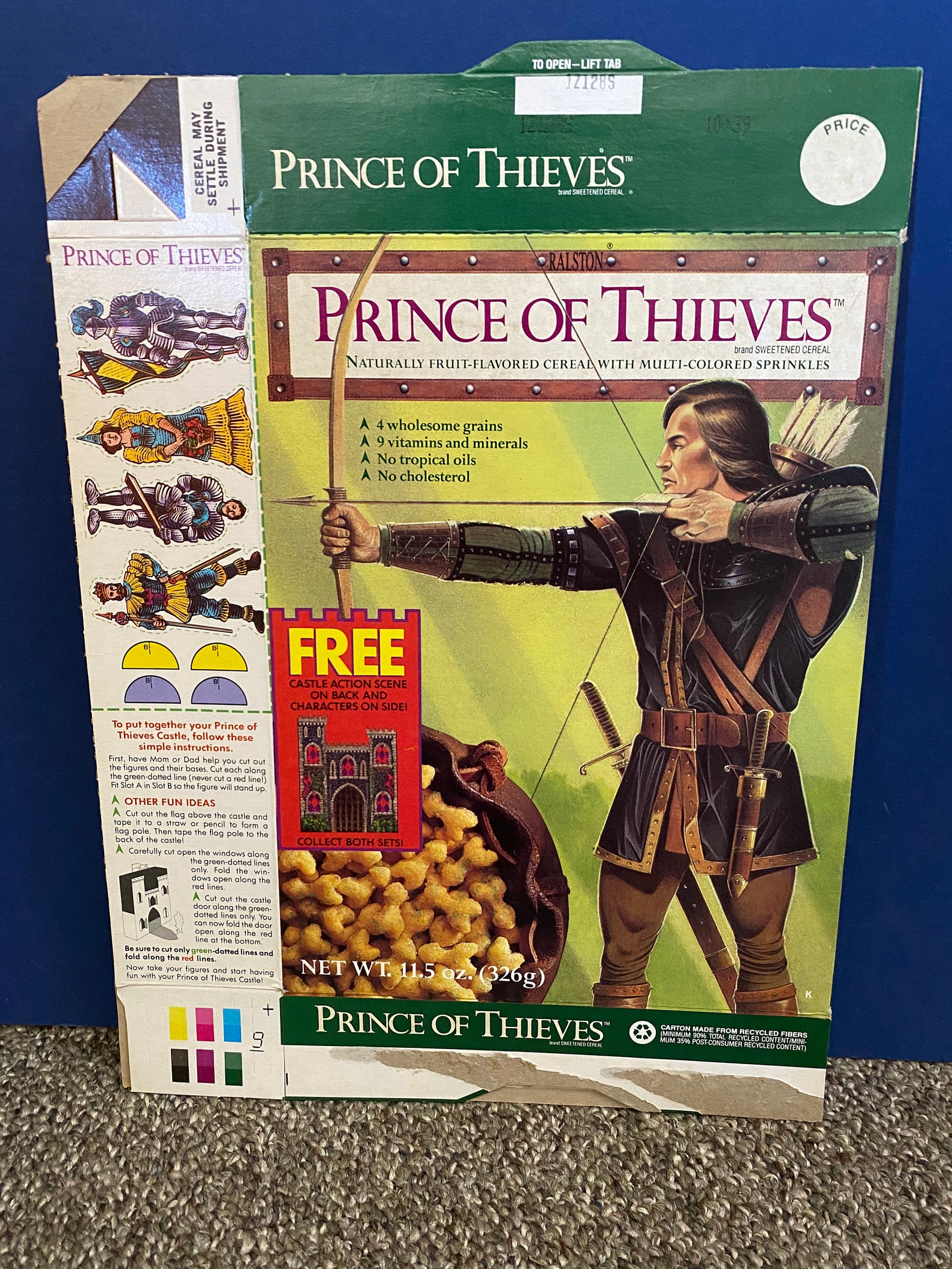 Vintage 1991 Ralston Robin Hood Prince of Thieves Cereal Box Memory ...