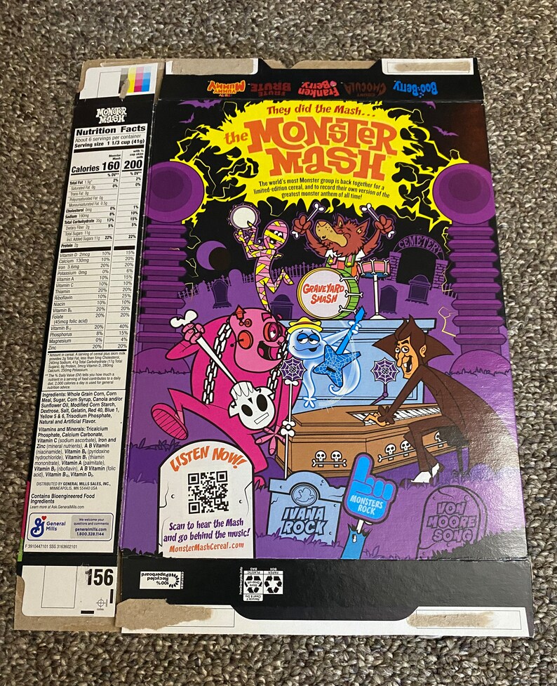 General Mills Monster Mash Cereal Box Frankenberry, Count Chocula and ...