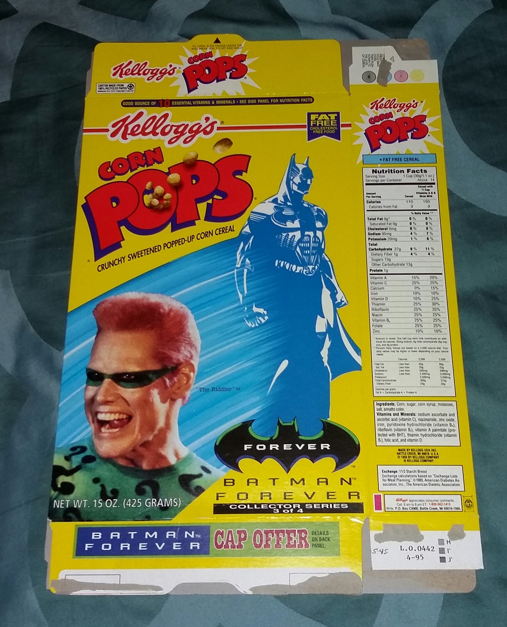 Vintage Lot of 4 1995 Batman Forever Corn Pops Cereal Boxes | Etsy
