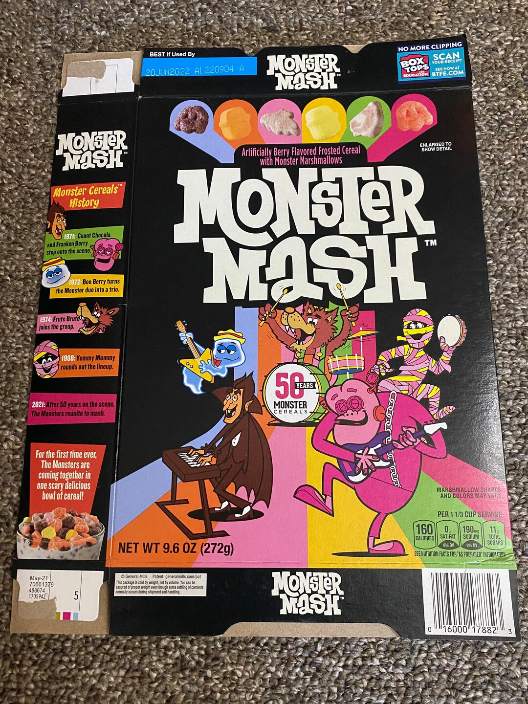 General Mills Monster Mash Cereal Box Frankenberry, Count Chocula and ...