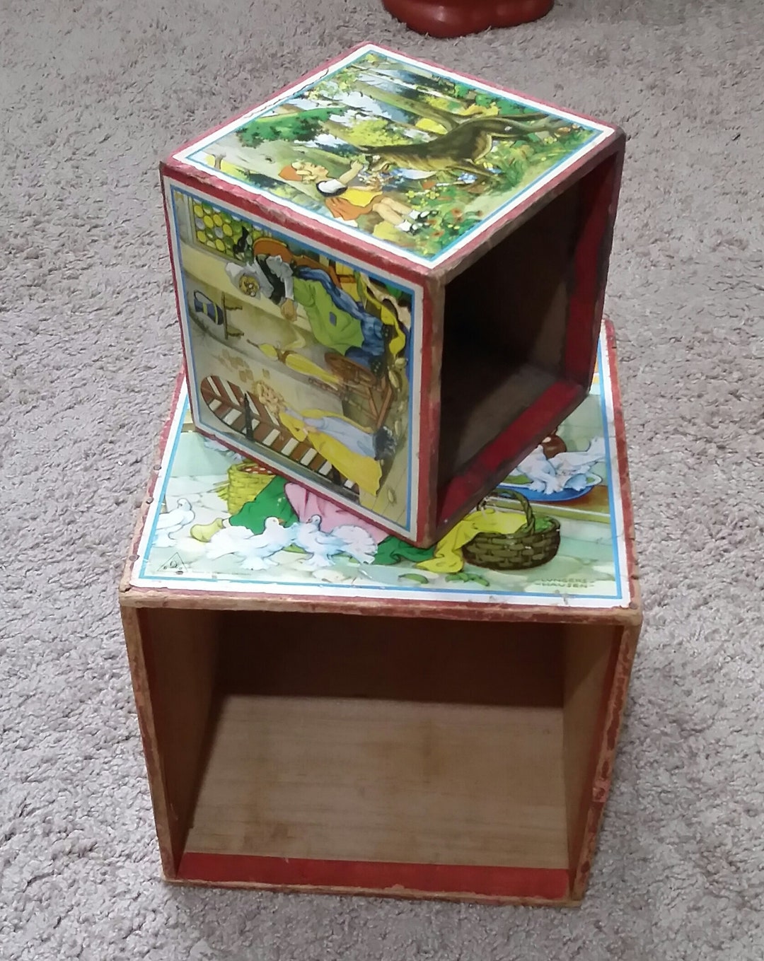 Vintage Lot of 2 Children's Stacking Fairy Tale Blocks - Etsy