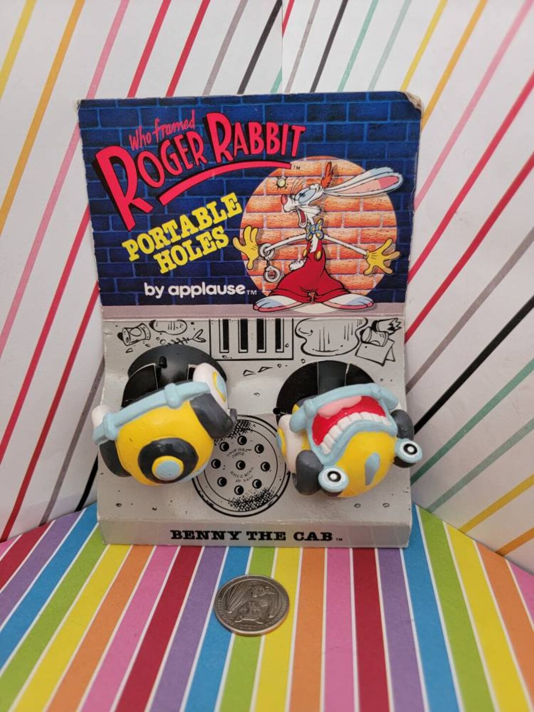 Vintage 1987 Carded Disney Roger Rabbit Benny the Cab Portable Holes ...
