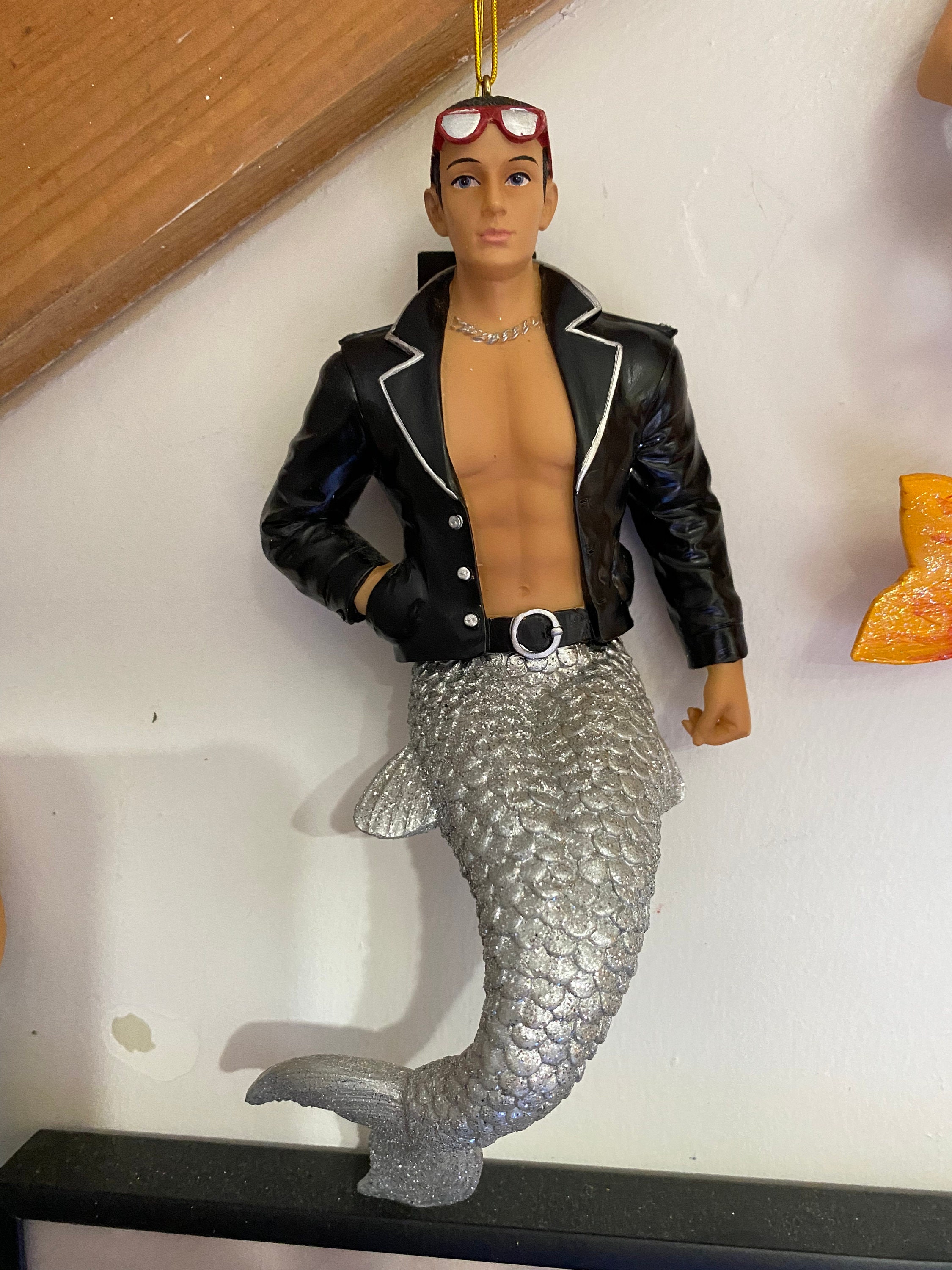 December Diamonds Retired Merman Mario Gay Leather Christmas Ornament ...