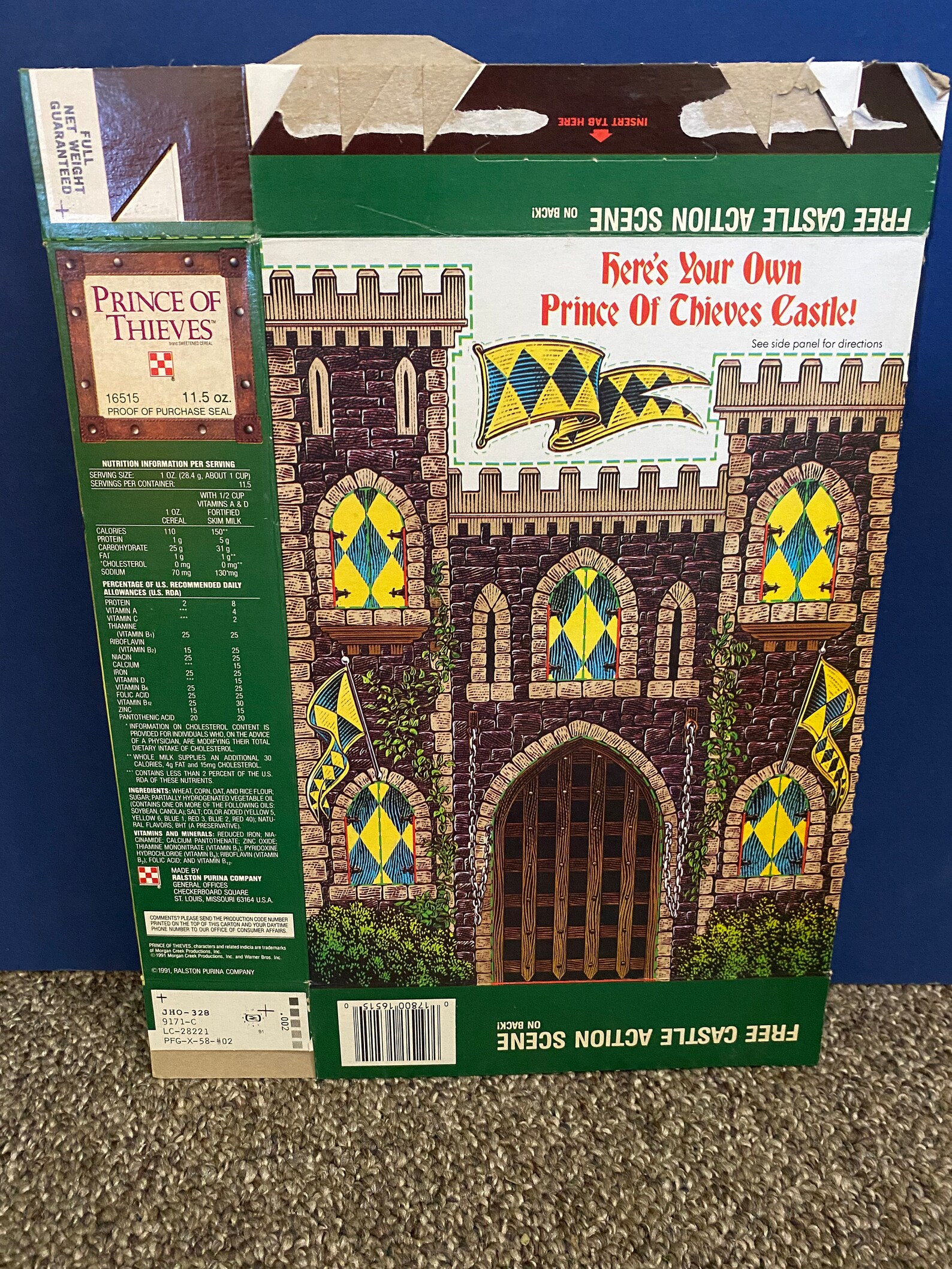 Vintage 1991 Ralston Robin Hood Prince of Thieves Cereal Box Memory ...