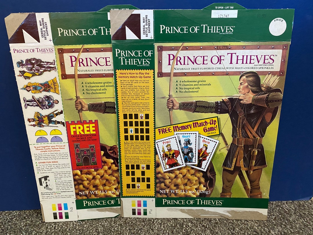 Vintage 1991 Ralston Robin Hood Prince of Thieves Cereal Box Memory ...