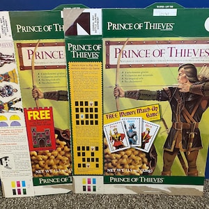 Vintage 1991 Ralston Robin Hood Prince of Thieves Cereal Box Memory ...