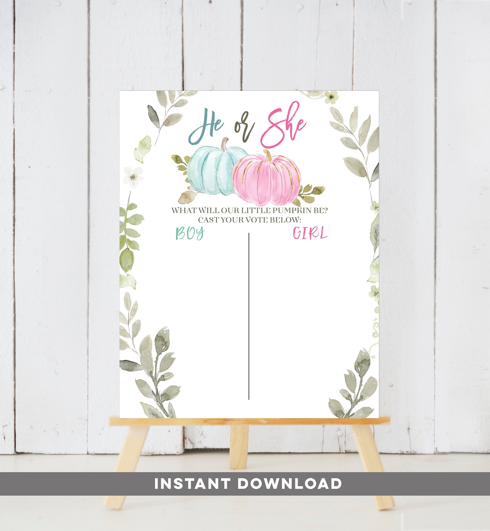 Blue and Pink Pumpkin Gender Reveal Voting Board Sign Gender | Etsy