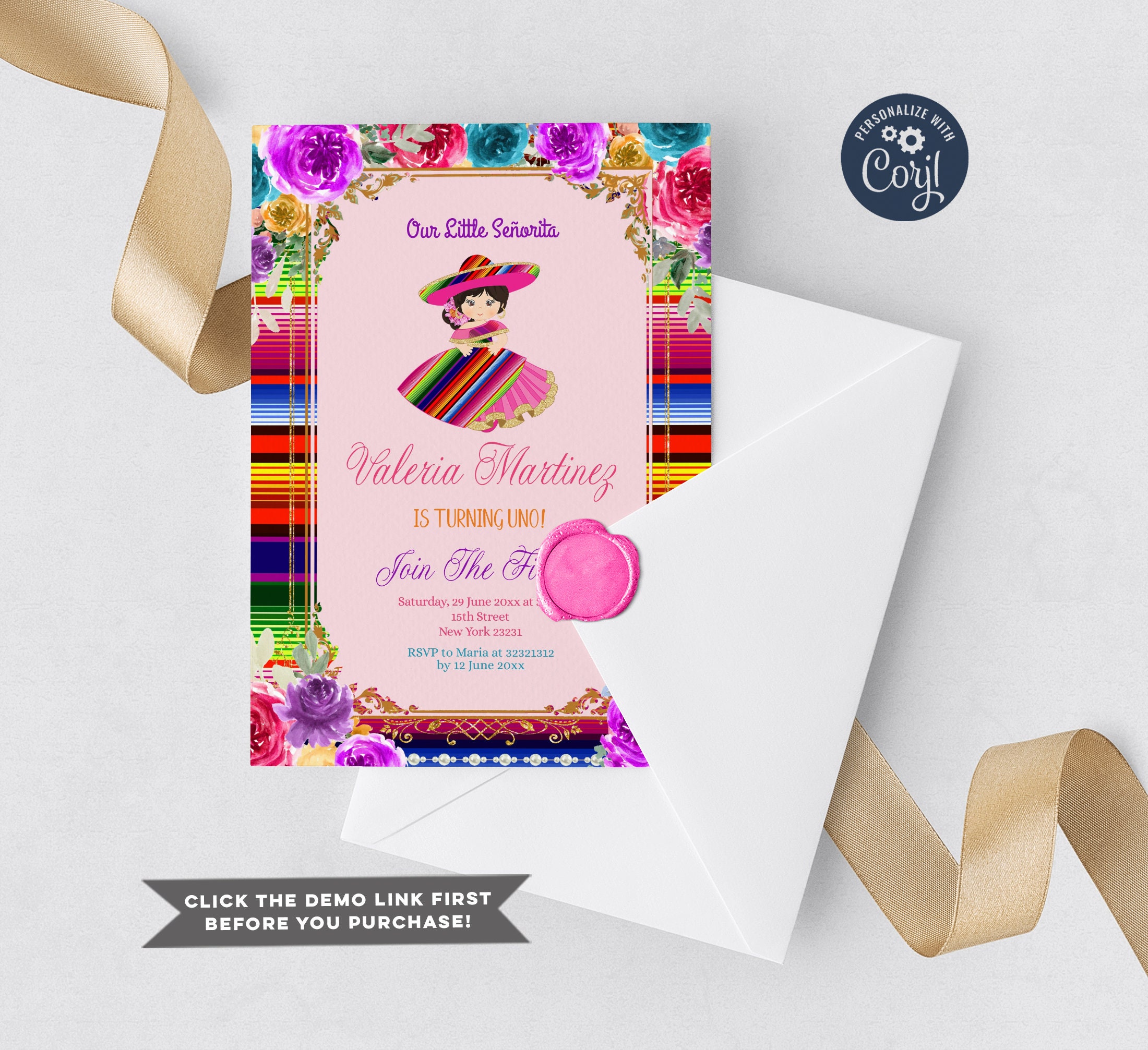 Our Little Senorita is Turning Uno 1th Birthday Invitation - Etsy UK