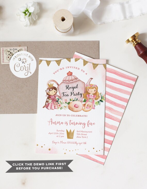 EDITABLE Princess Royal Tea Party Invitation Tea Birthday - Etsy