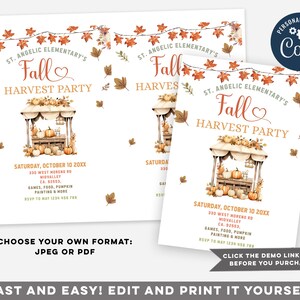 EDITABLE Fall Autumn Harvest Party White Cream Pumpkin for School ...