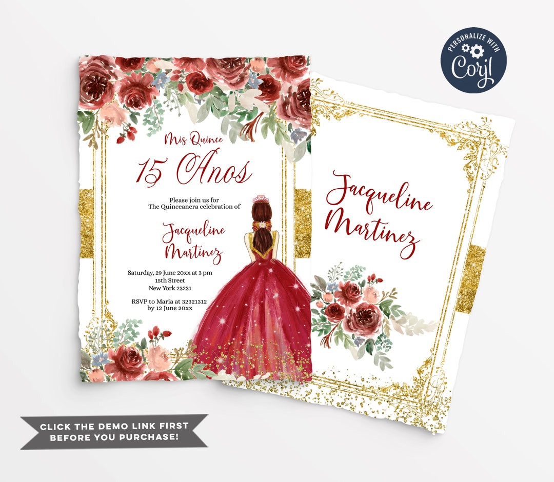 Editable Quinceanera Invitation, 15th Girl Birthday Invitation ...