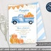 Editable Blue Truck Baby Shower Pumpkin, Blue Truck Rustic Baby Boy ...