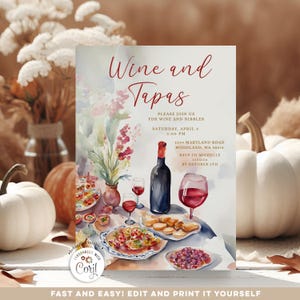 Wine and Tapas Flamenco Tacos Spanish Style Dinner Party Invitation ...