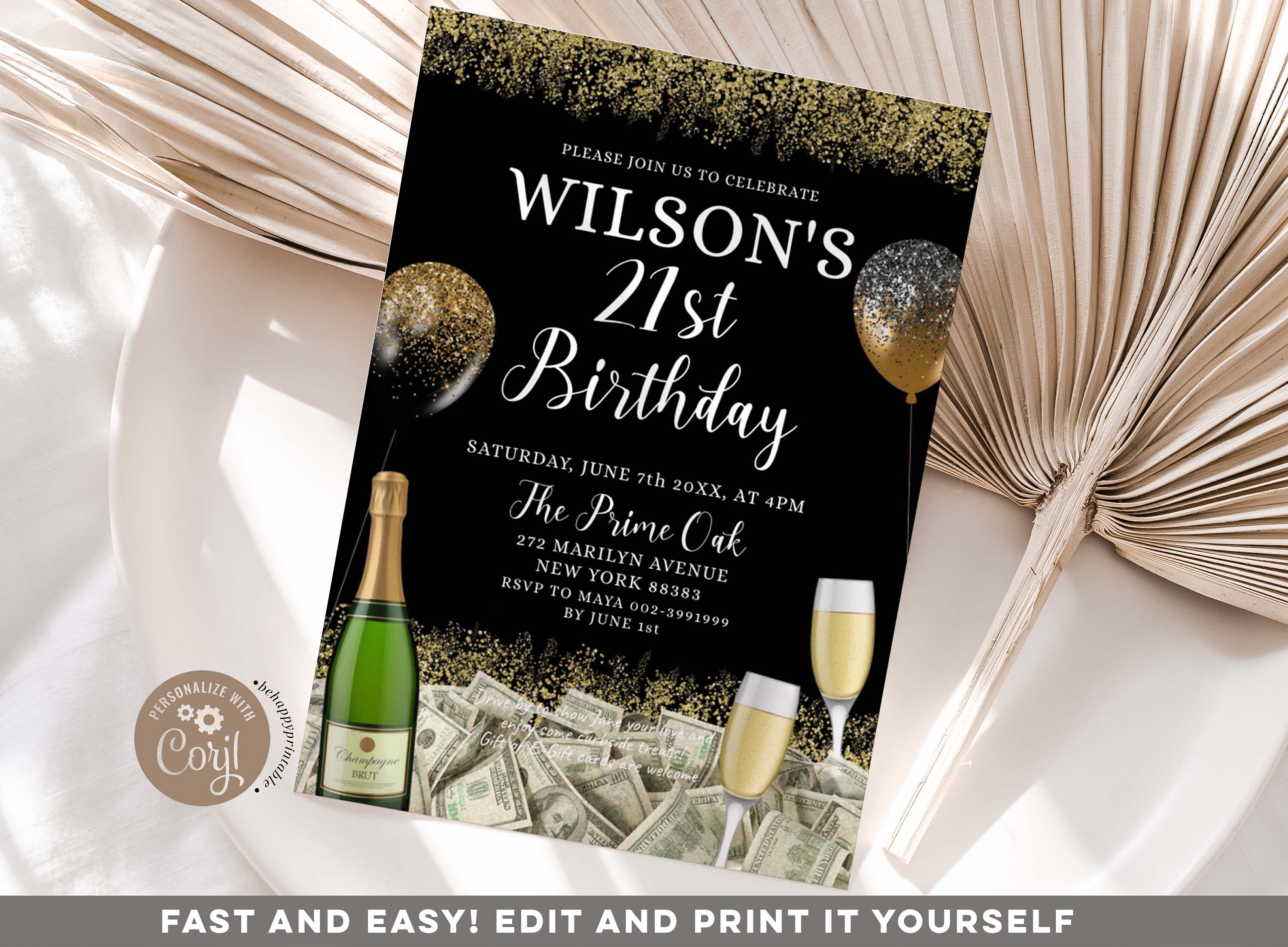 Editable Mexican Gold Buchon Birthday Invitation Elegant Gold - Etsy ...