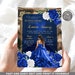 Editable Royal Blue Grand Palace Mis Quince Invitation, Elegant Blue ...