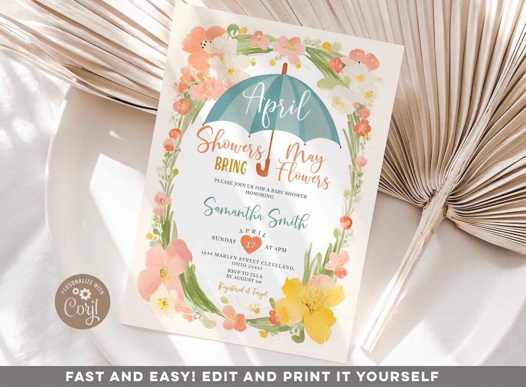 Elegant Mint Umbrella April Showers Bring May Flowers Gold Love Baby ...