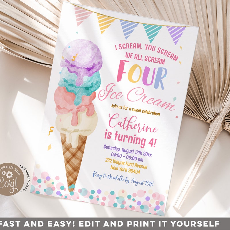 Ice Cream Invitation - Etsy