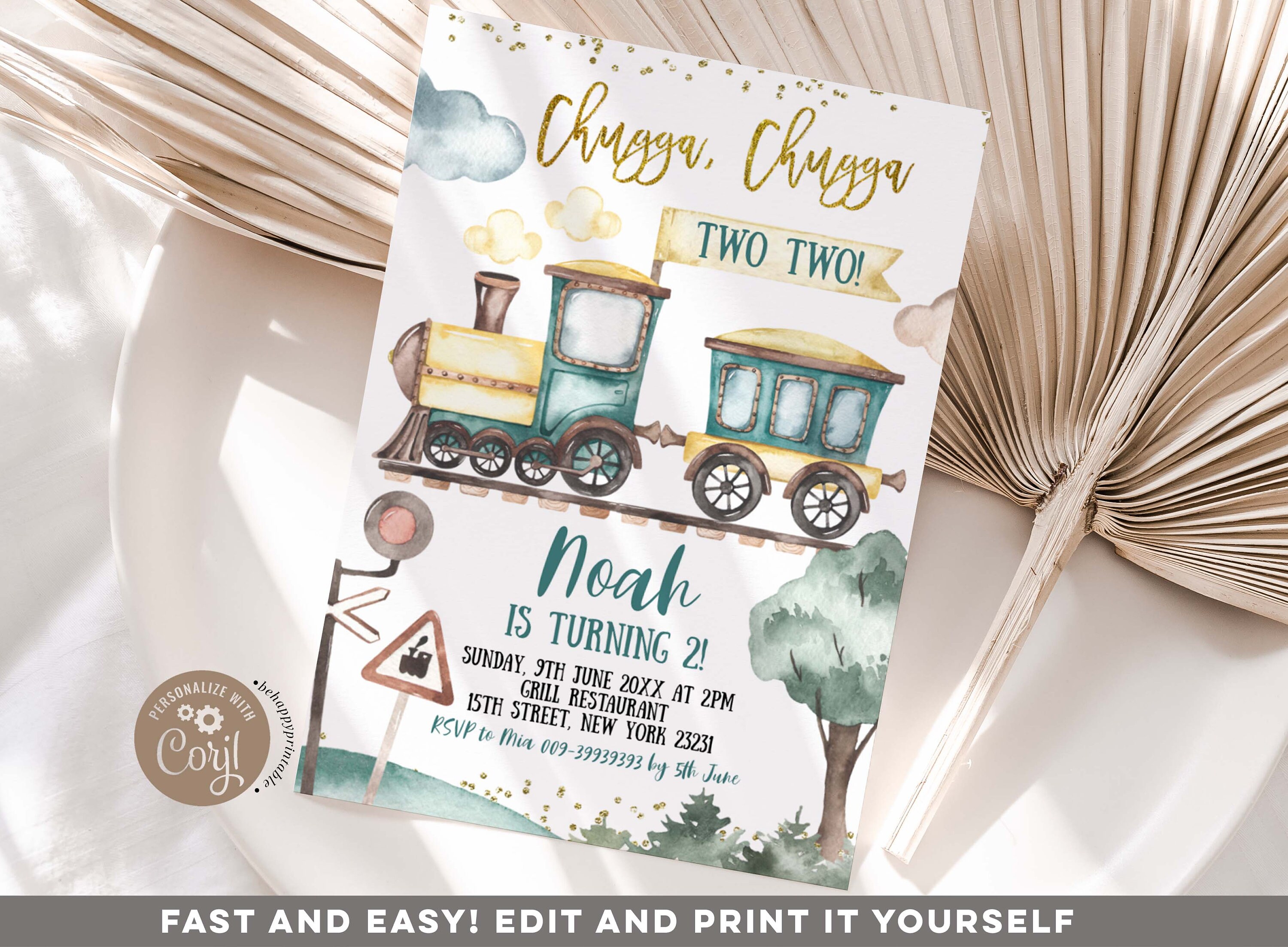 Editable Train Boy Birthday Invitation Kid's Classic - Etsy