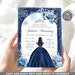 Editable Navy Blue Silver Magical Mis Quince Invitation, Christmas ...