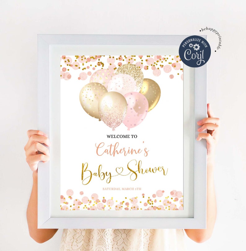 EDITABLE It's a Girl Baby Shower Welcome Sign Pink Blush - Etsy