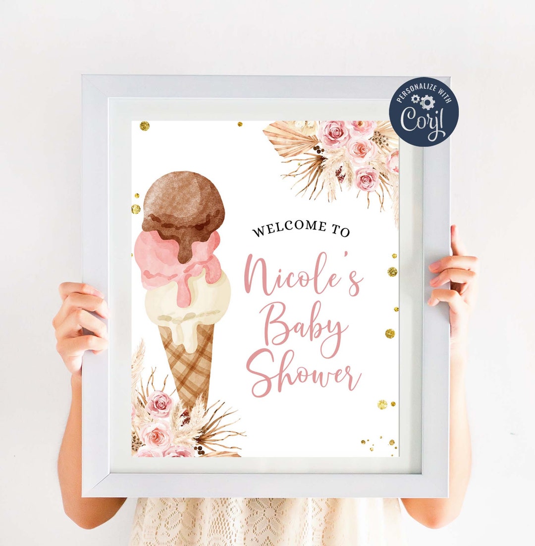 EDITABLE Boho Ice Cream Bridal Shower Sign Template, Bohemian Bridal ...