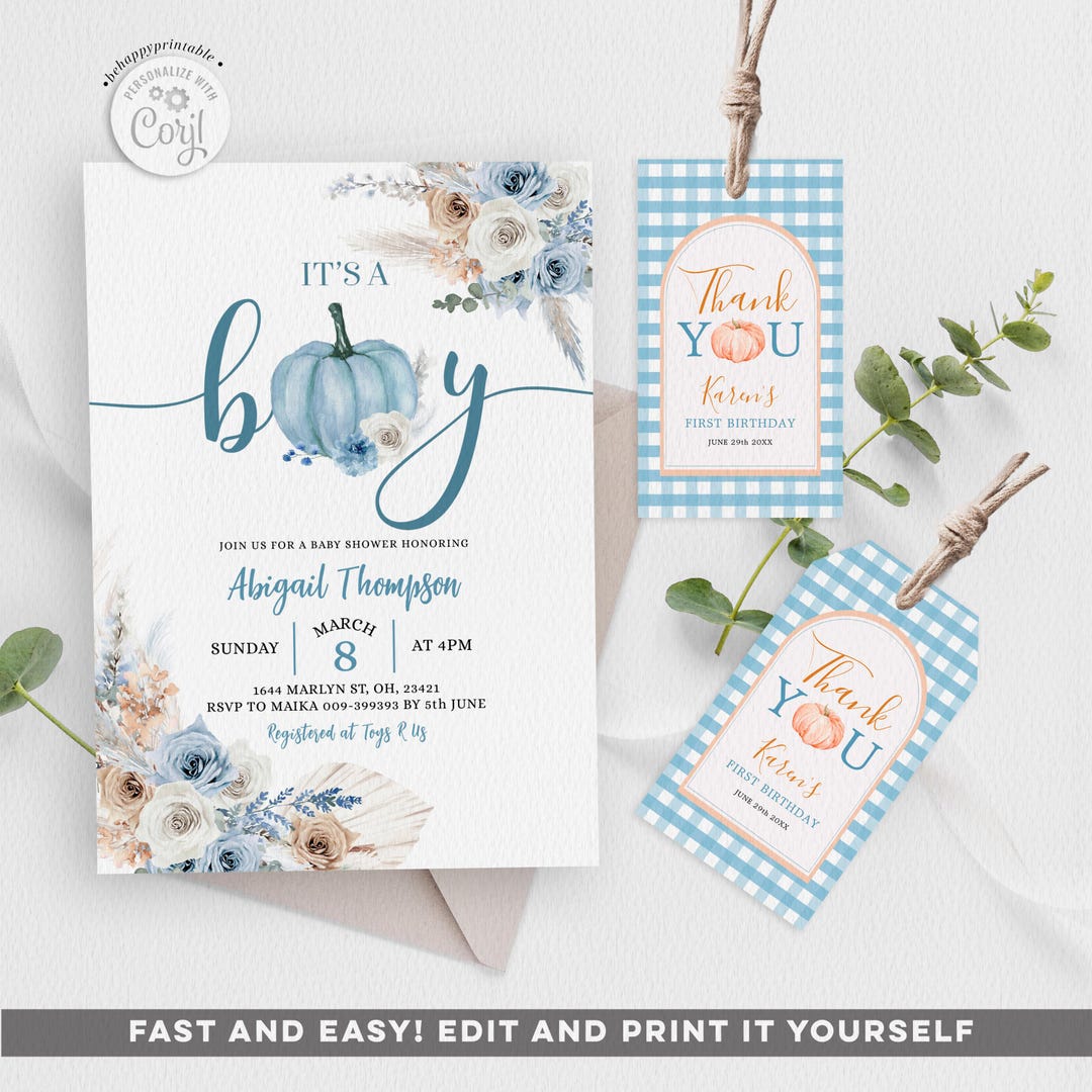 Editable Bundle Invitation, Thank You Tag & Thank You Tag Angled ...