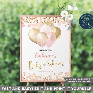 EDITABLE It's a Girl Baby Shower Welcome Sign Pink Blush - Etsy