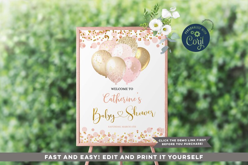 EDITABLE It's a Girl Baby Shower Welcome Sign Pink Blush - Etsy