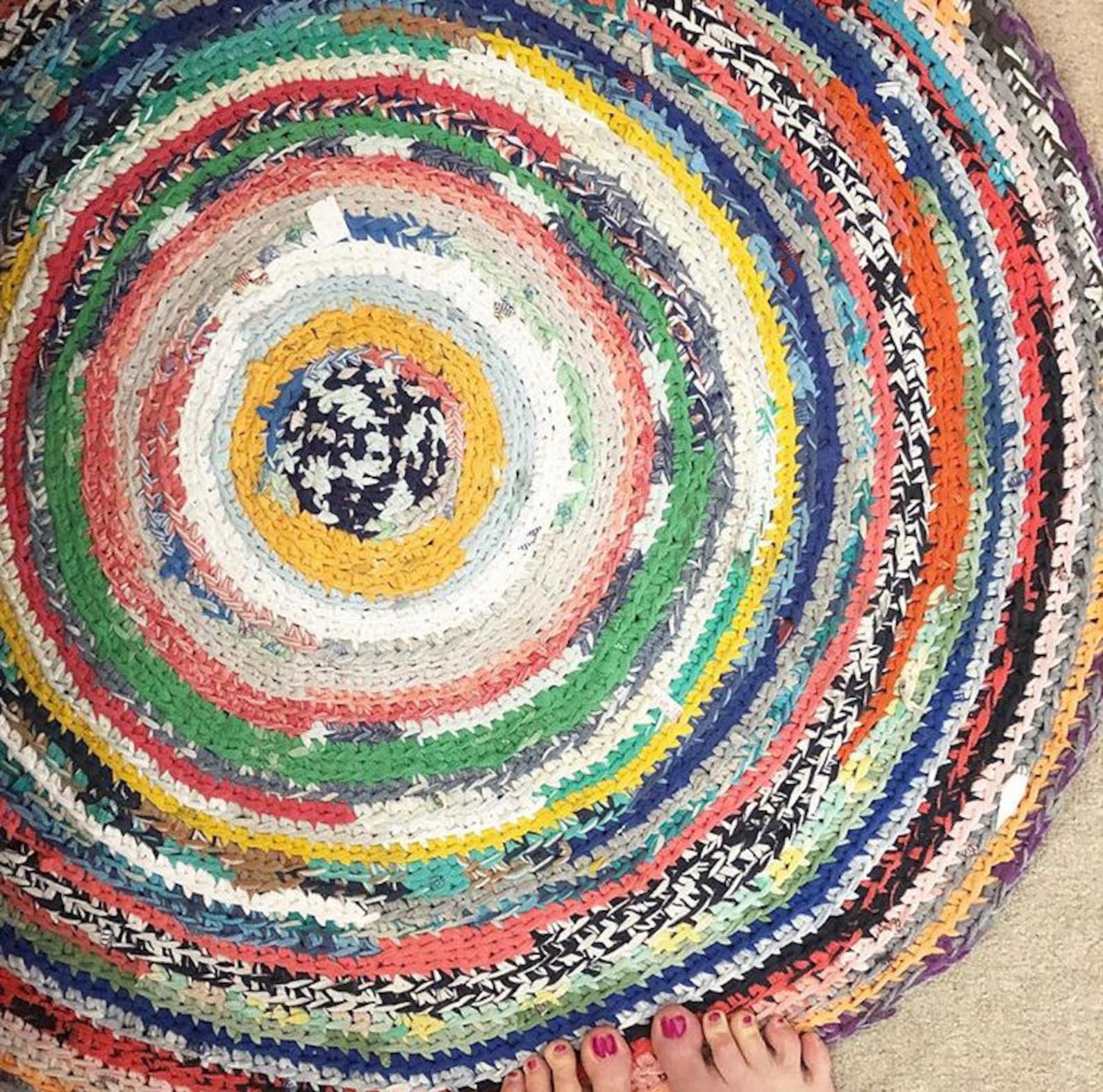 Round Crochet Rag Rug Pattern With Instructions for Making T-shirt ...