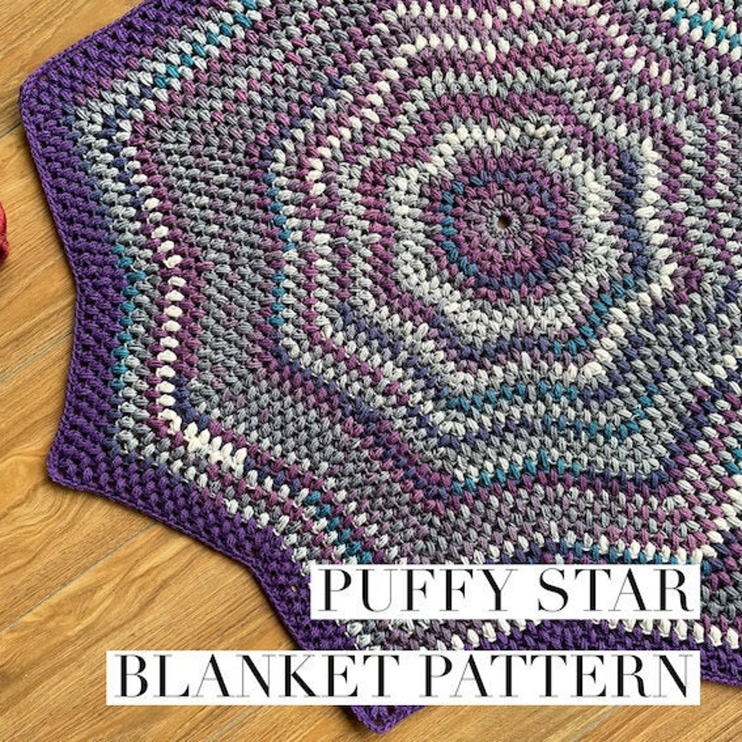 Crochet Blanket Pattern, Star Design, Puff Stitch, UK Terminology, PDF ...