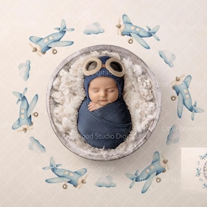 Newborn Digital Backdrop Baby Pilot, Airplane Digital Backdrop Plane ...